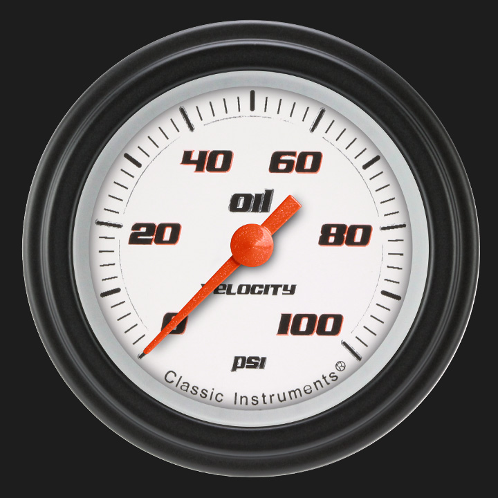 Classic Instruments Store Velocity White 2 1 8 Oil Pressure Gauge